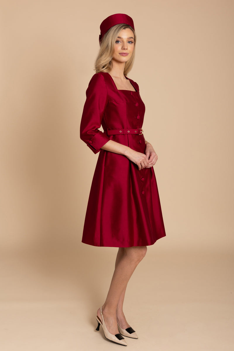 ‘Spencer’ Silk and Wool Dress in Rosso – Santinni