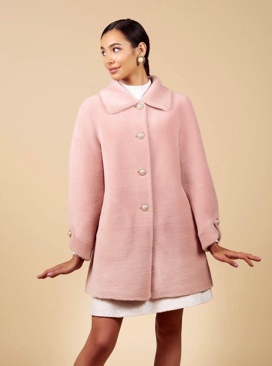 'Amore' Teddy Wool Coat in Rosa – Santinni